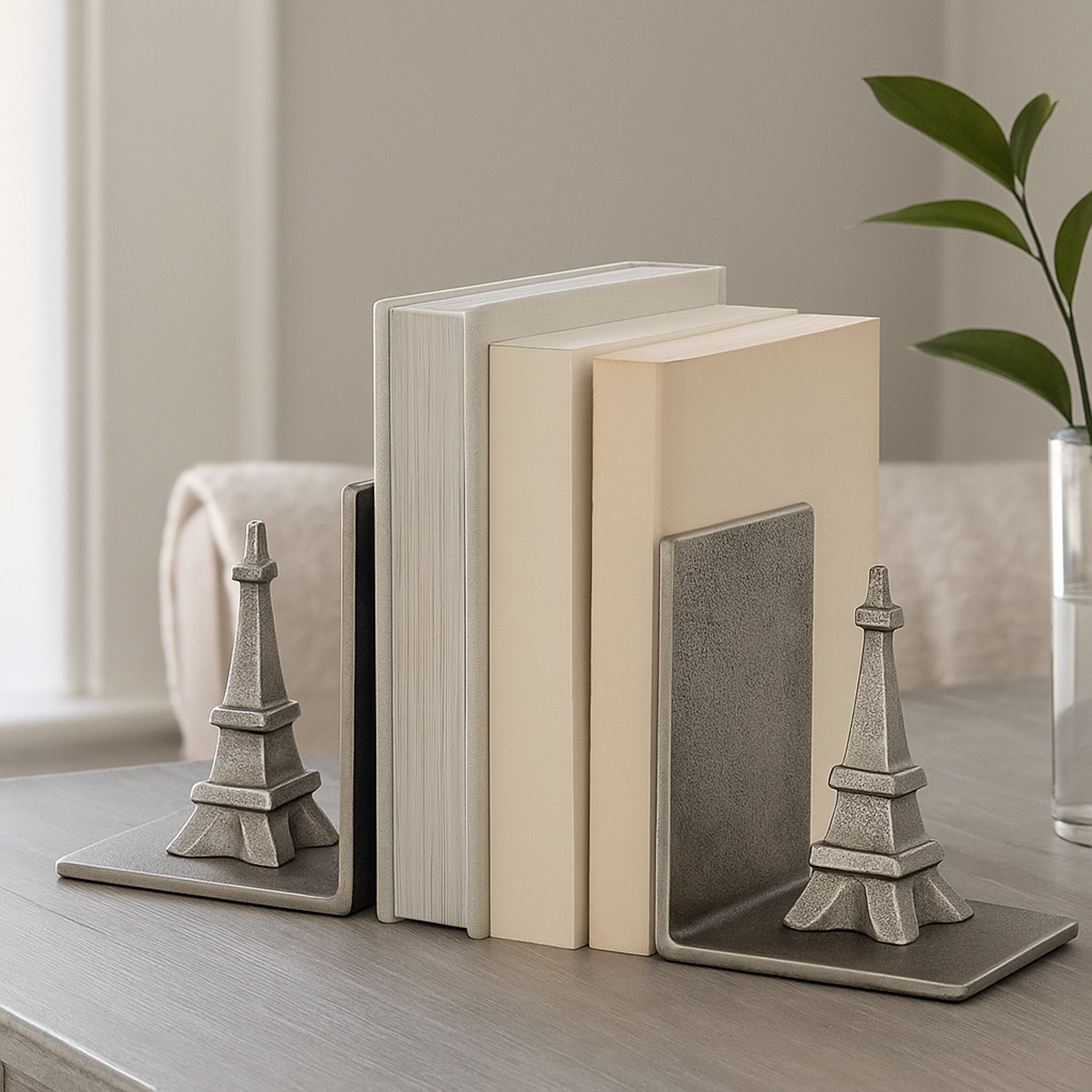 Eiffel Tower Bookends Set of 2 Antique Silver – Serene Living