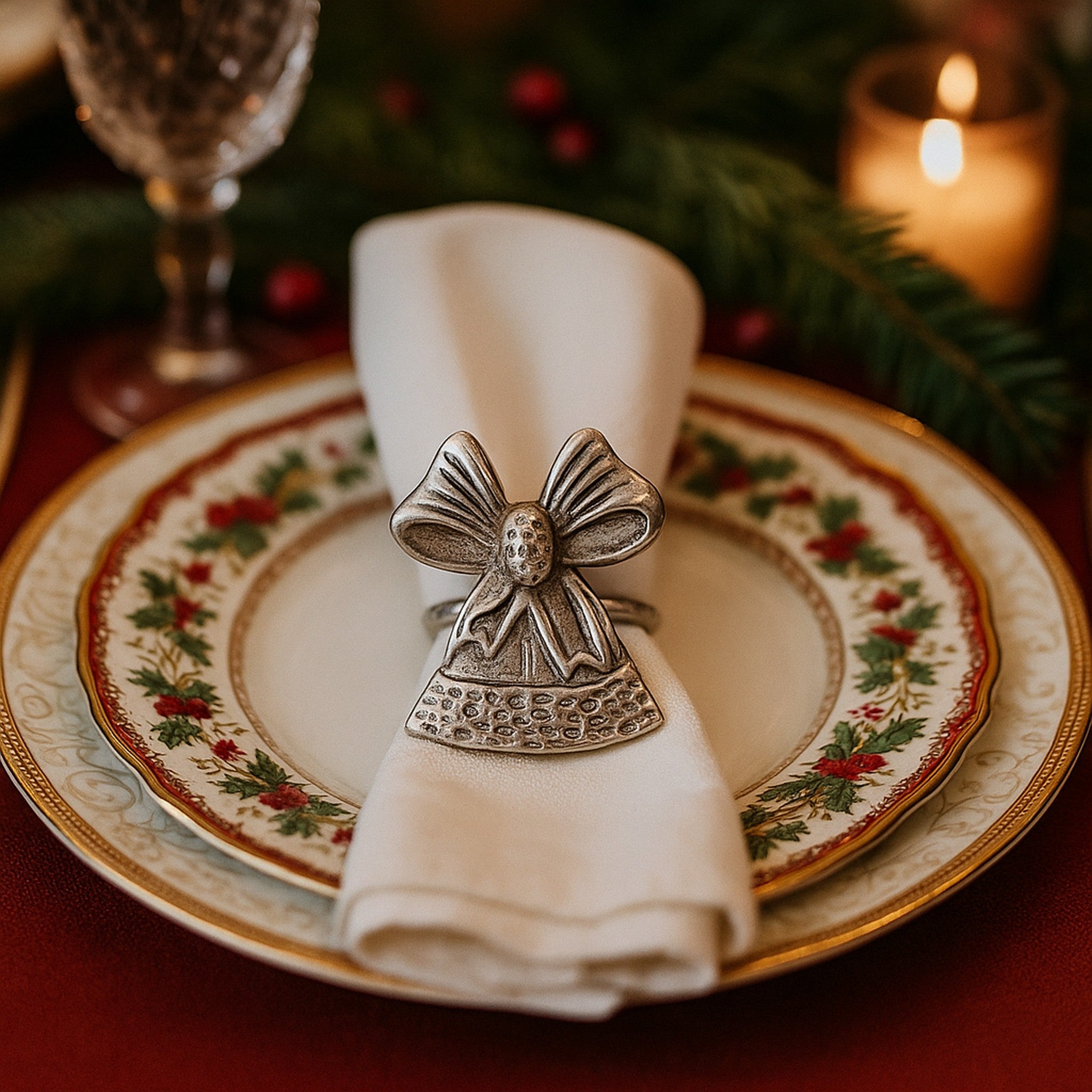 Jingle Bell Metal Napkin Ring Antique Silver (Set of 4) – Serene Living